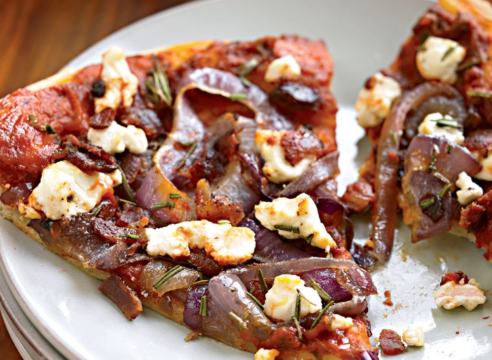 Bacon Pizza With Onions and Goat Cheese Recipe — Eat This Not That