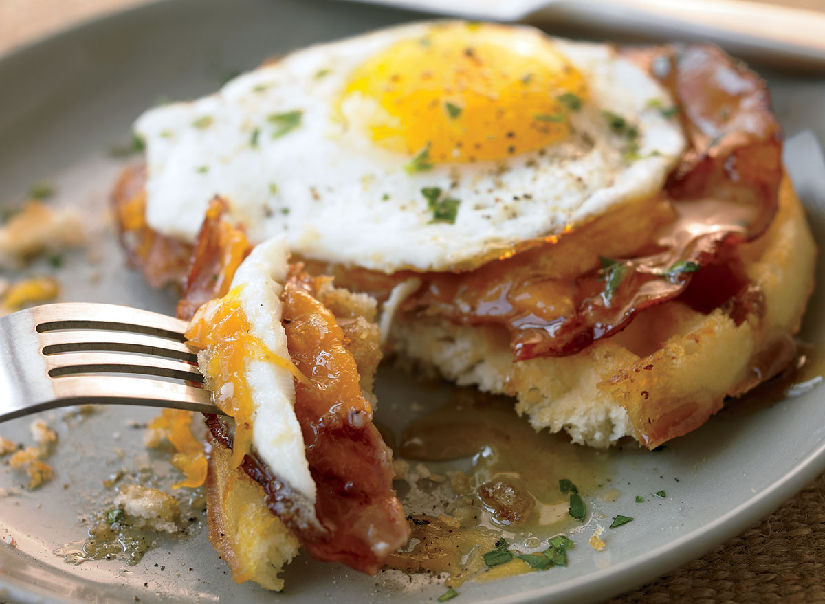 Savory Waffle With Ham and Eggs Recipe — Eat This Not That