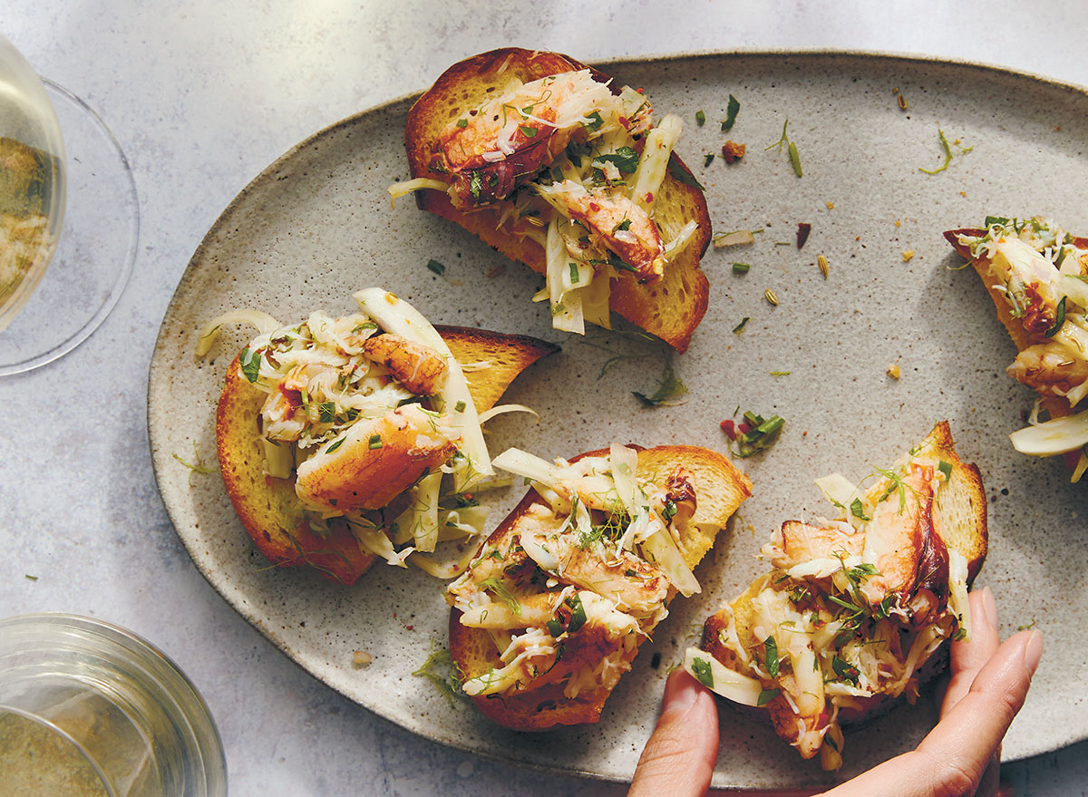 Summery Crab Toast with Fennel Chimichurri — Eat This Not That